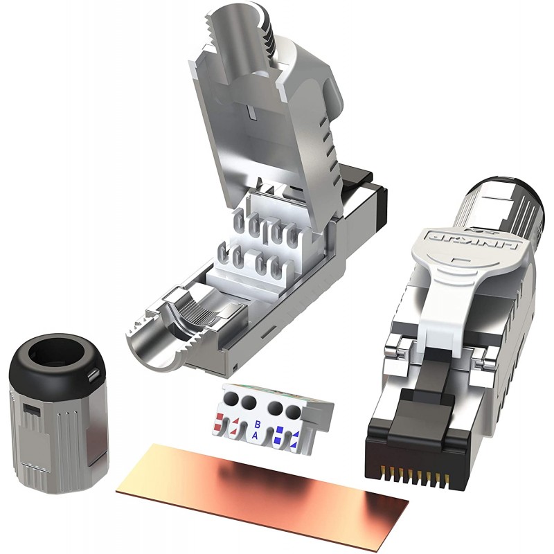 Conector Rj45 Blindado Cat 6A 10Gb Amarillo, Tooolfree, Armable, awg 22 ...