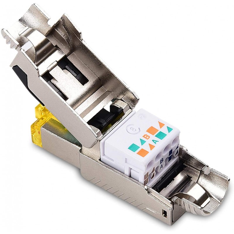 Conector Rj45 Blindado Cat 6A 10Gb Amarillo, Tooolfree, Armable, awg 22 ...